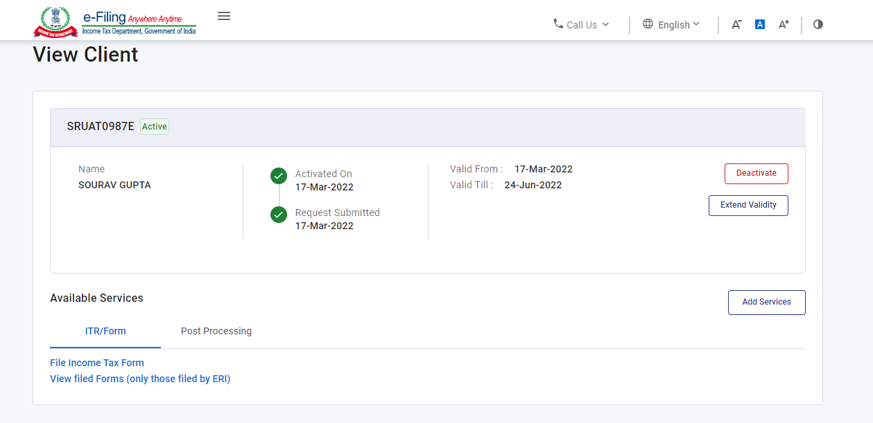 View Client Details (by ERIs) > User Manual | Income Tax Department